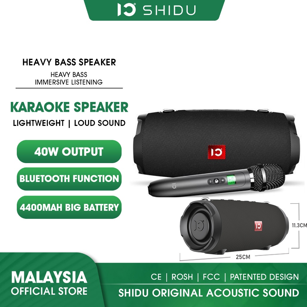 SHIDU P9 Karaoke Speaker Bluetooth Super Bass 40W Wireless Handheld ...