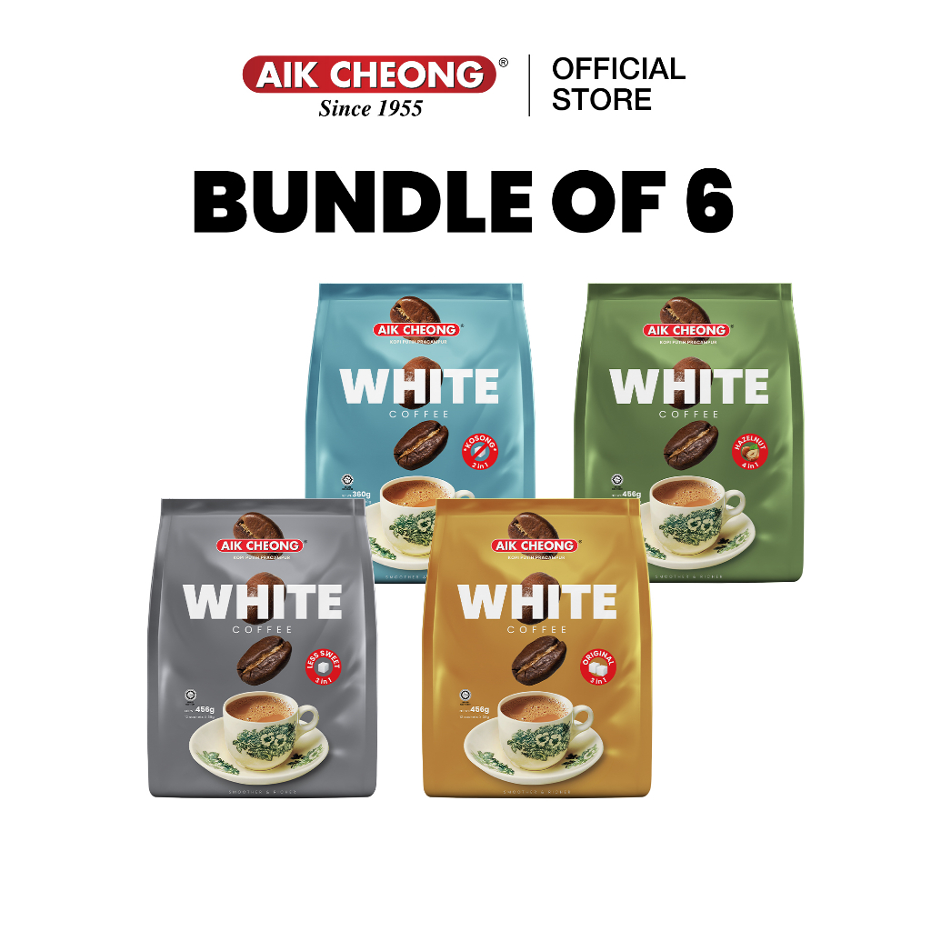 [Bundle of 6] Aik Cheong 4 In 1 White Coffee (Hazelnut/Kosong/Less ...