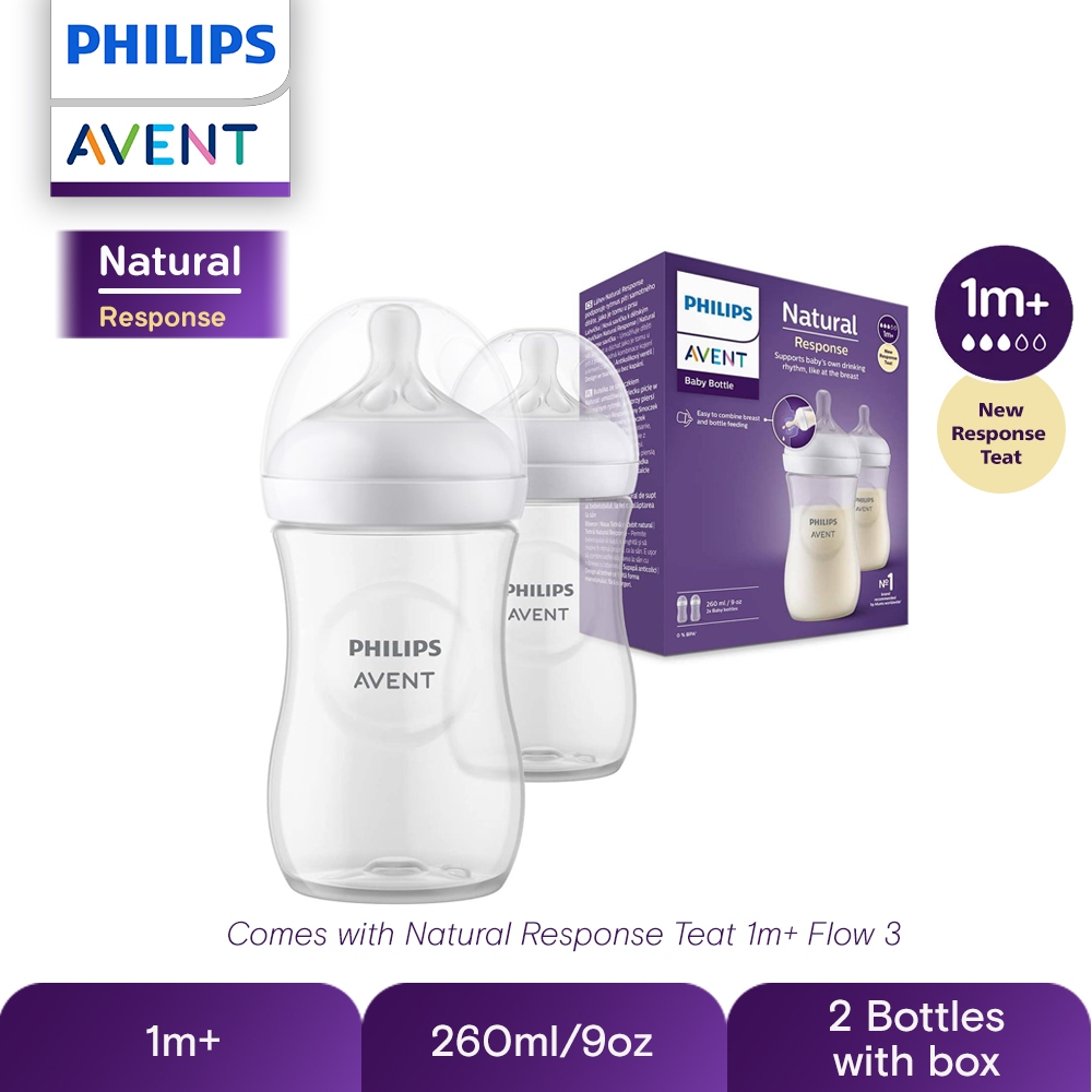 Philips Avent Natural Response Bottle 9oz/260ml Twin Pack (2 Pcs/Pack ...