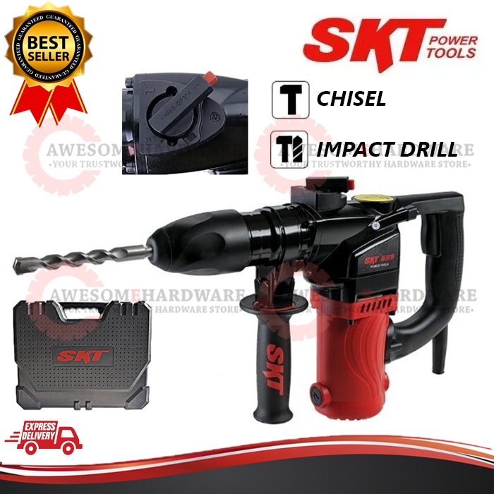 SKT 2618 HEAVY DUTY 2 MODE ROTARY IMPACT HAMMER DRILL HACK CHISEL CHIP ...