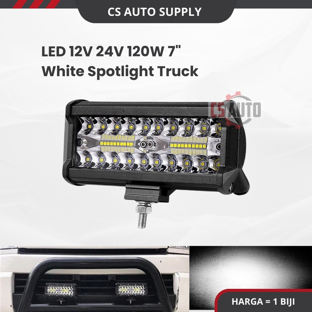 LED 12V 24V 7" inch 120W White Spotlight Truck Lorry Trailer Lampu Mata ...