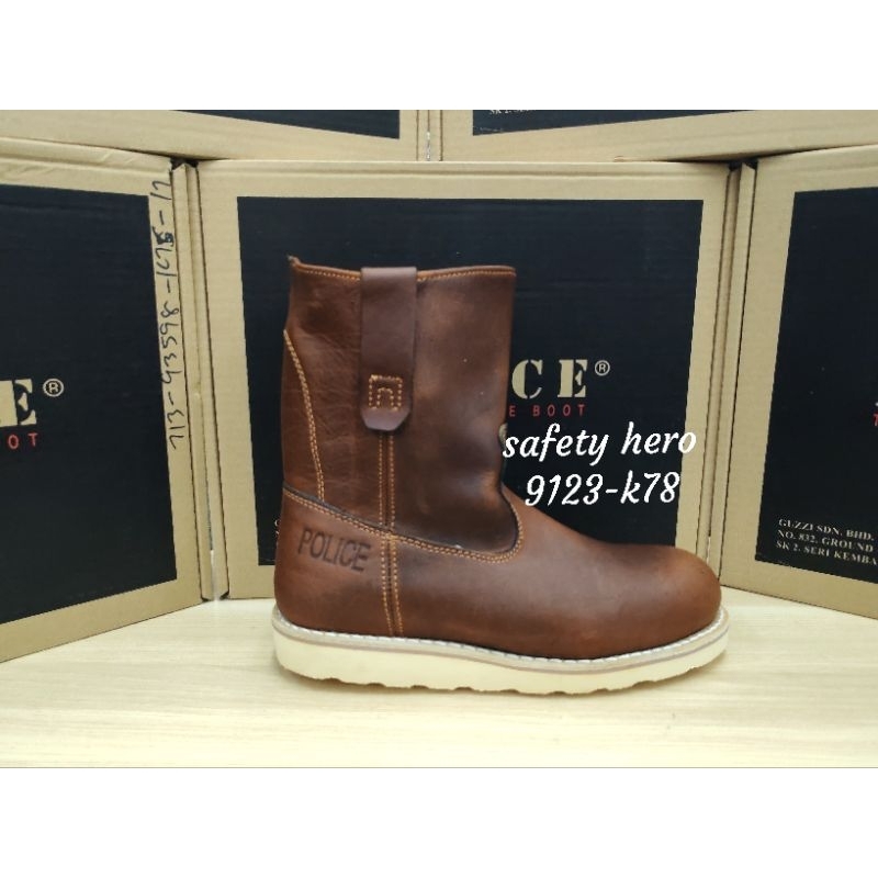 Police 9123-k78 |original police 9 inch high cut |kulit asli｜Steel cap ...