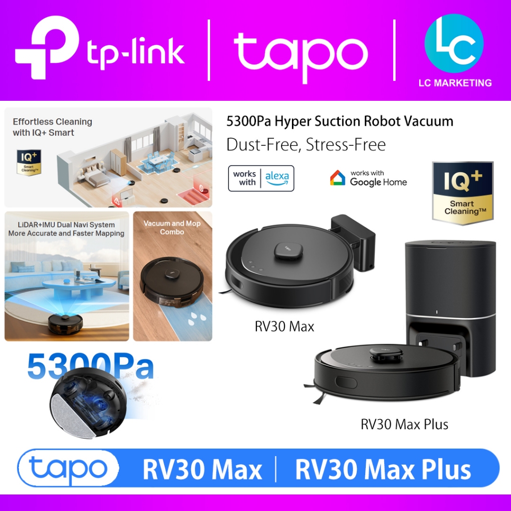 TP-Link Tapo RV30 Max / Tapo RV30 Max Plus 5300Pa Hyper Suction Robot ...