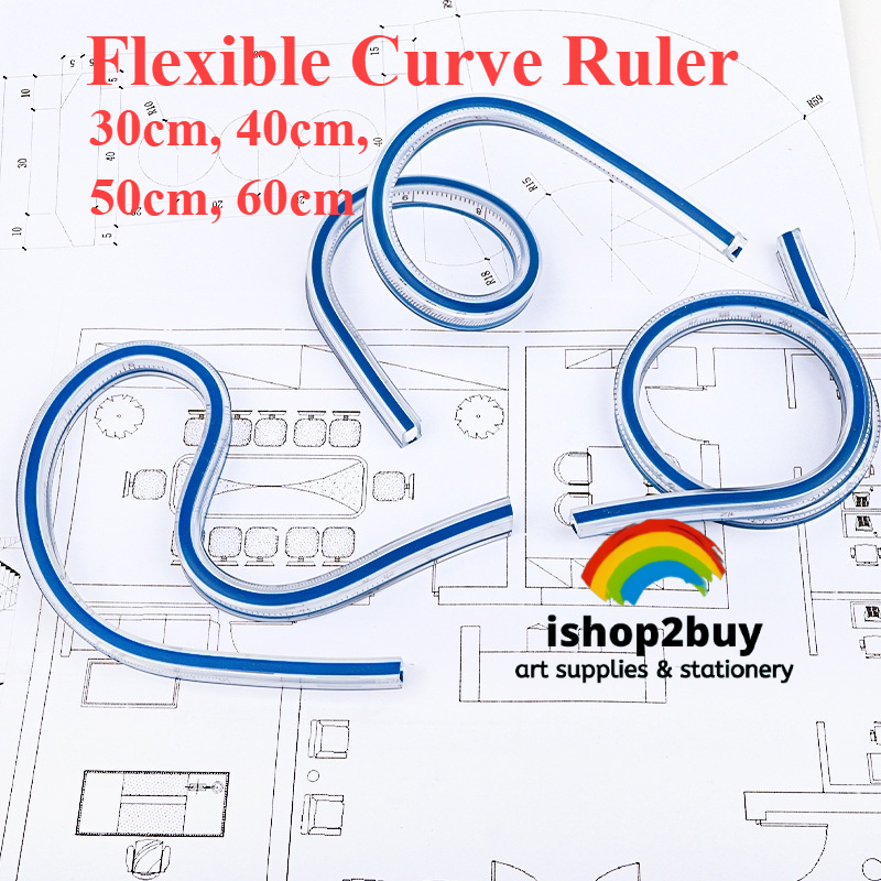 Flexible Ruler Graph Ruler 60cm, 50cm, 40cm, 30cm Flexible Curve Ruler ...