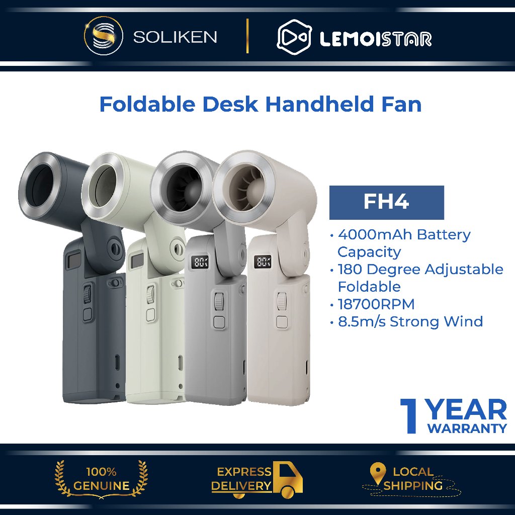 LEMOISTAR FH4 4000mAh Foldable Desk Handheld Fan Portable Mini Fan ...