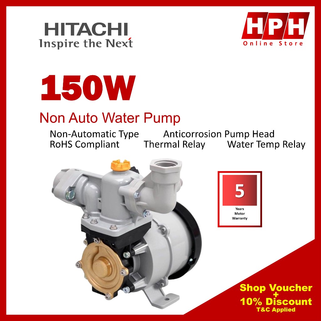 Hitachi Water Pump (150W) W-P150N Non-Automatic Series Pam Air 水泵 ...