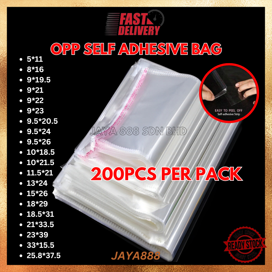 [200 PCS] Self Adhesive Plastic Resealable Clear Transparent OPP ...