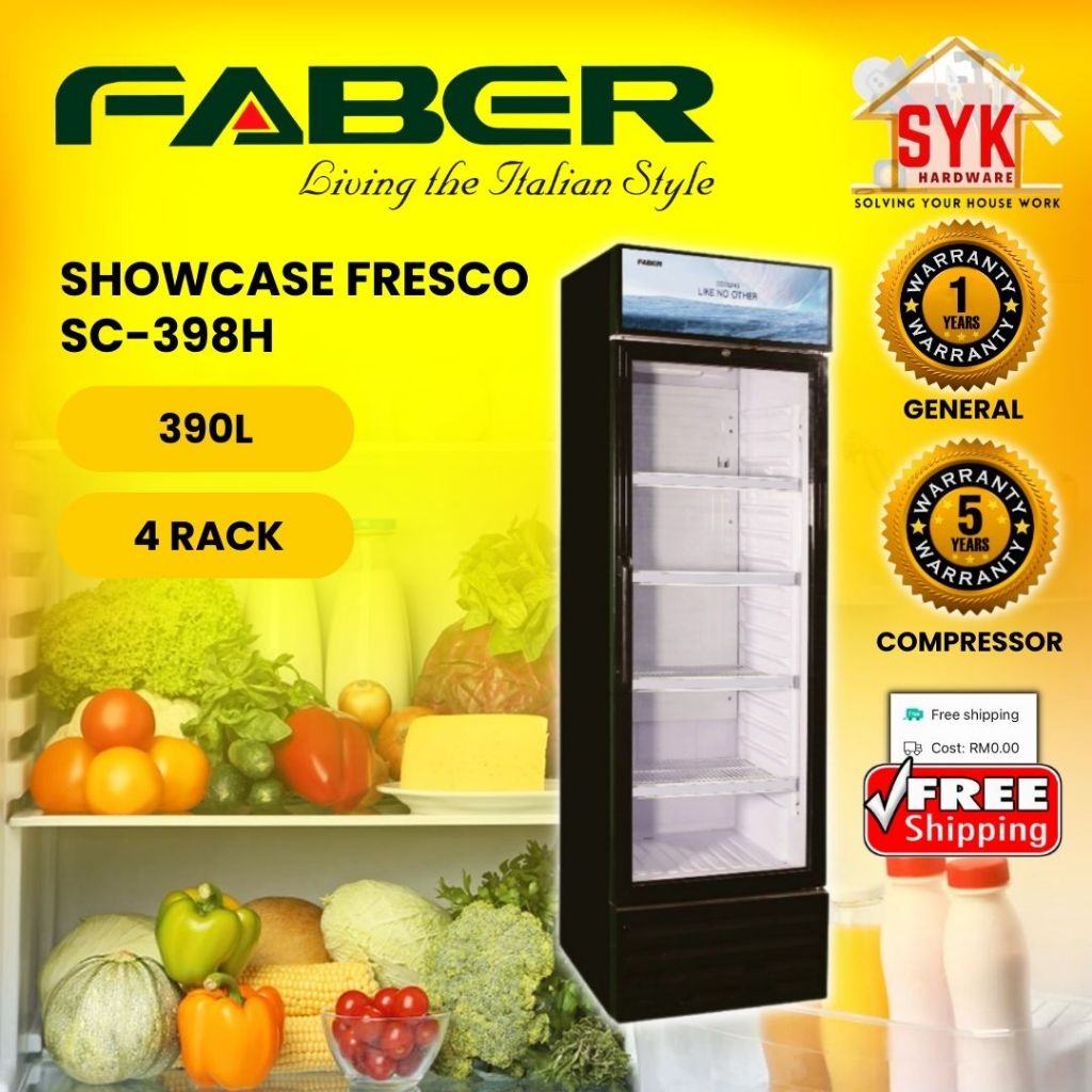 SYK Free Shipping Faber Showcase Fresco Chiller Fridge 1 Door SC398H ...