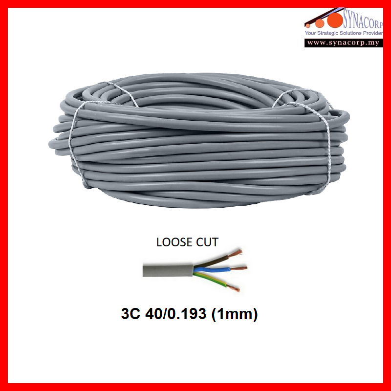 FLEXIBLE 3 CORE 40/0.193 (1mm) 100% PURE FULL COPPER WIRE CABLE - PER ...