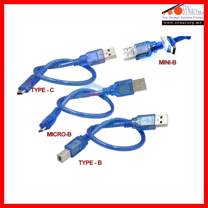 USB Cable Type B / Type C / Mini B / Micro B for Arduino / High Speed ...