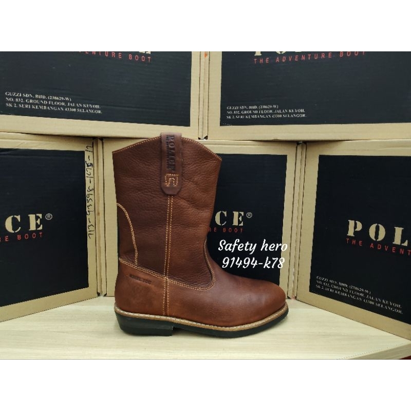 Police 91494|original police 9 inch high cut |kulit asli｜Steel cap ...