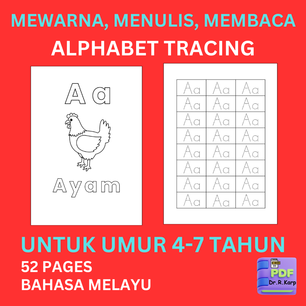 [PDF] Surih Huruf Alphabet Tracing Coloring Read Alphabet For 4 To 7 ...