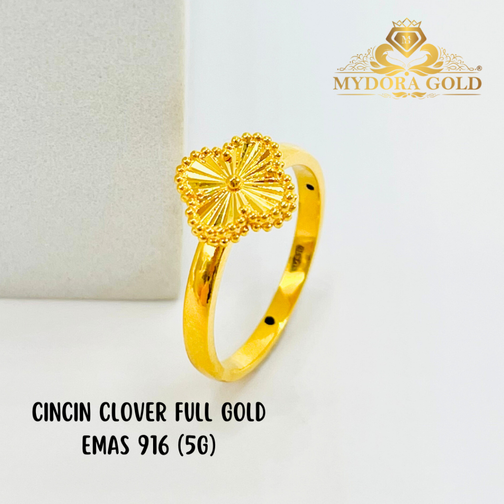 MYDORA Cincin Clover Full Gold (5G) l EMAS 916/22K | Shopee Malaysia