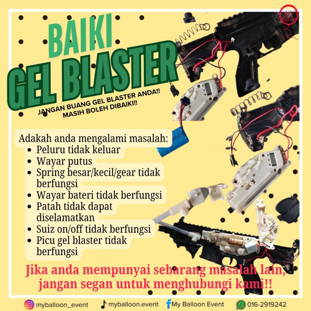 SERVIS REPAIR GEL BLASTER/BAIKI GEL BLASTER/MEMBAIKPULIH GEL BLASTER ...