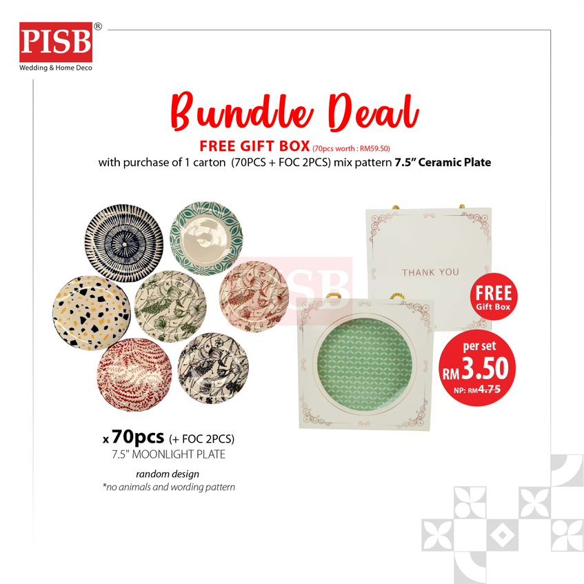 0914 (70Pcs/Ctn + 2Pcs FOC) Bundle Deal 7.5" Ceramic Moonlight Plate ...