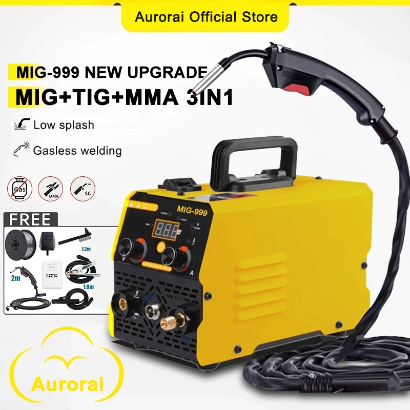 MIG-999 Mig Welding Machine Mig Welding Set Mesin Welding Gasless MIG/MMA/TIG 3in1 Inverter IGBT ...