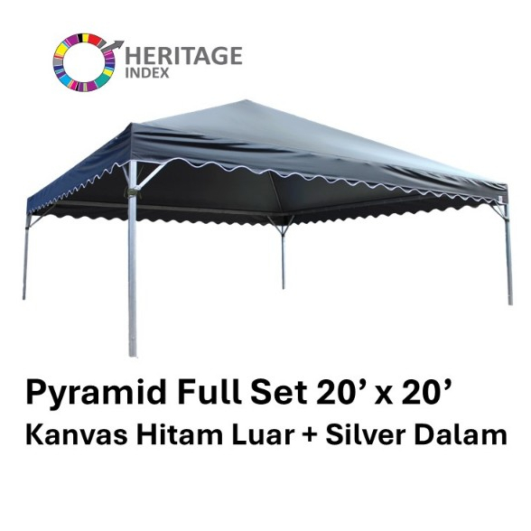 Full Set Siap Pos Khemah Piramid 20 x 20 Kanopi Kanvas Korea UV Pyramid ...