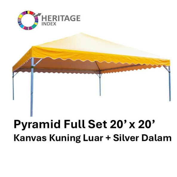 Full Set Siap Pos Khemah Piramid 20 x 20 Kanopi Kanvas Korea UV Pyramid ...