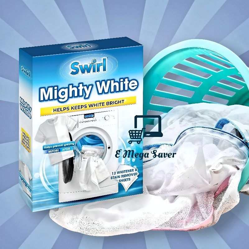 🇬🇧Swirl Mighty White Laundry Whitener & Stain Remover Sheets (12sheets ...