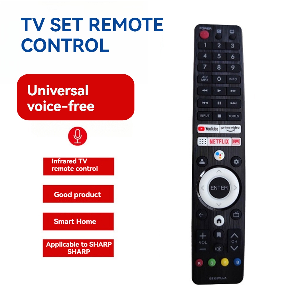 GB345WJSA Sharp Android TV Remote Control with YouTube Netflix Hotkeys ...
