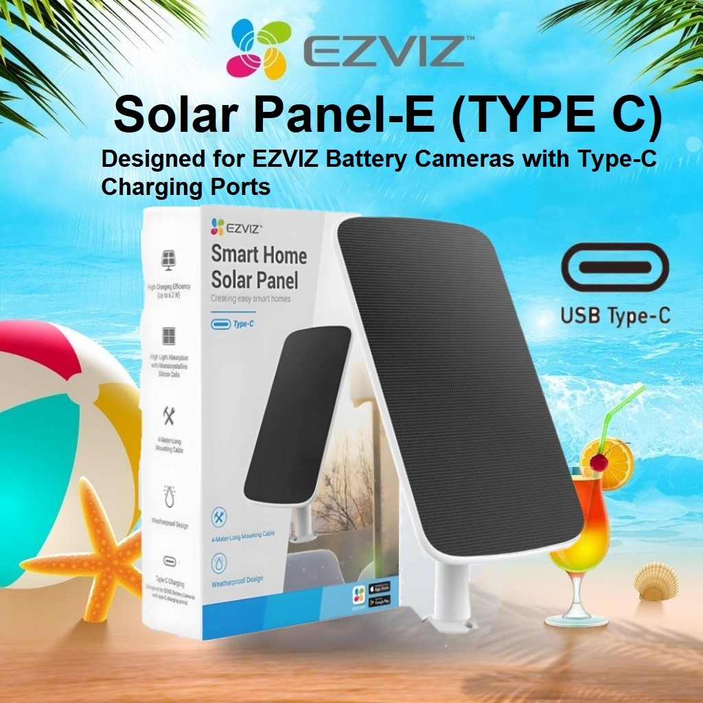 EZVIZ Solar Charging Panel - E ( TYPE C ) Compatible with EB8 EB3 CB5 ...