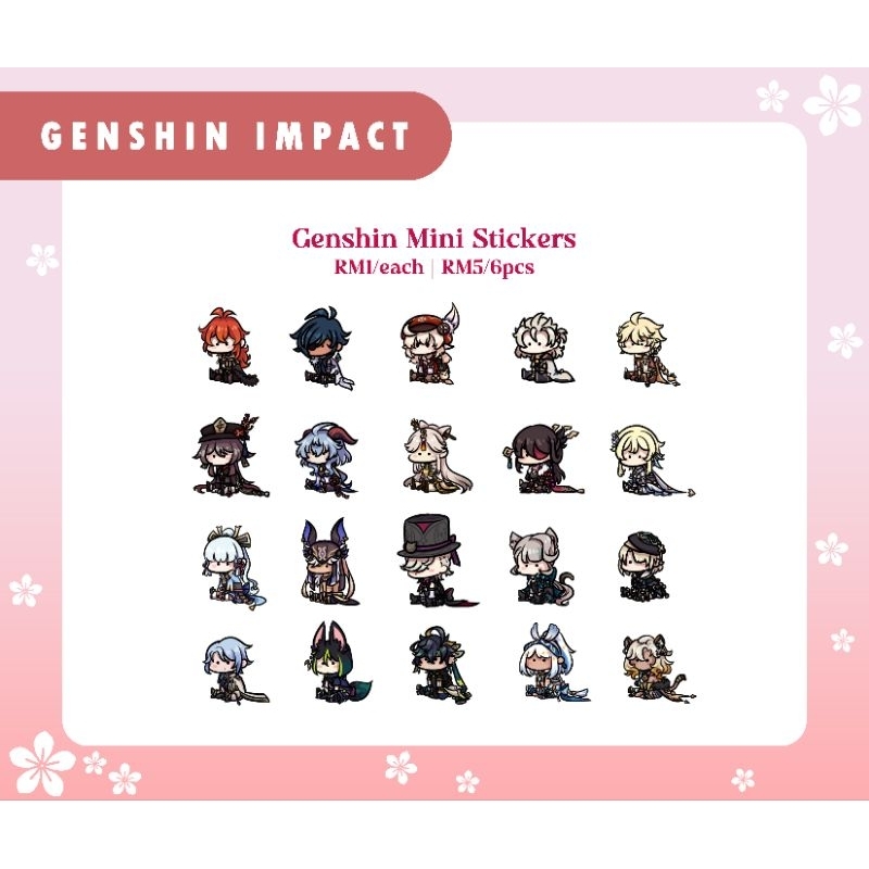 Genshin Mini Stickers (6pcs) | Shopee Malaysia