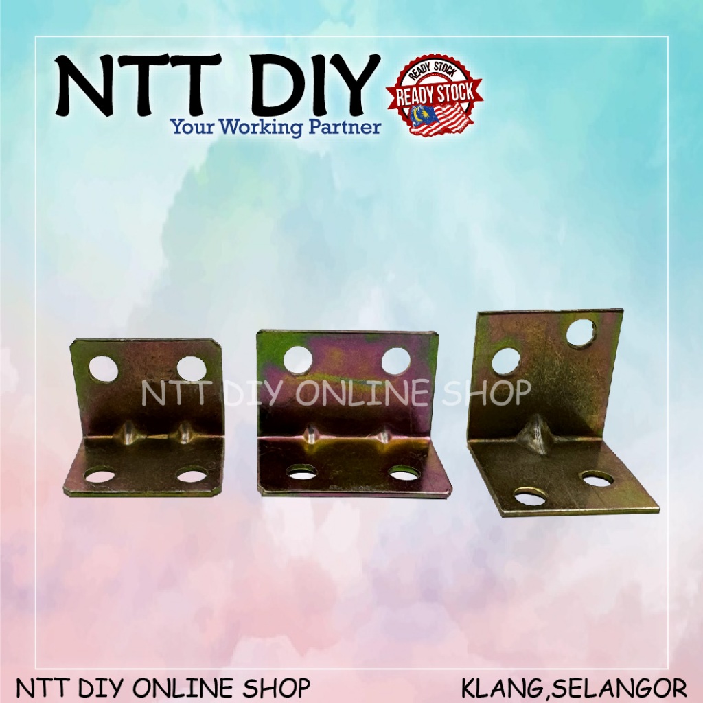 NTT DIY Yellow Zinc ¾" L Bracket 90 Degree Shape Shelve Shelf Angle ...