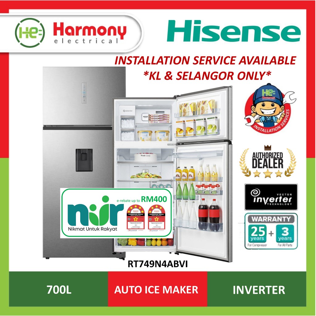 NUR (FREE INSTALL + DELIVERY KL) HISENSE 700L 2 Doors Inverter ...