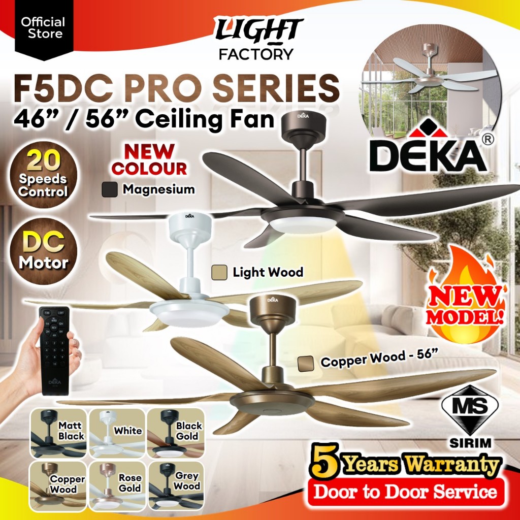 🔥UPGRADED F5DC🔥DEKA F5DC PRO 56" Baby Fan 46" 5 Blade DC Motor 20 ...