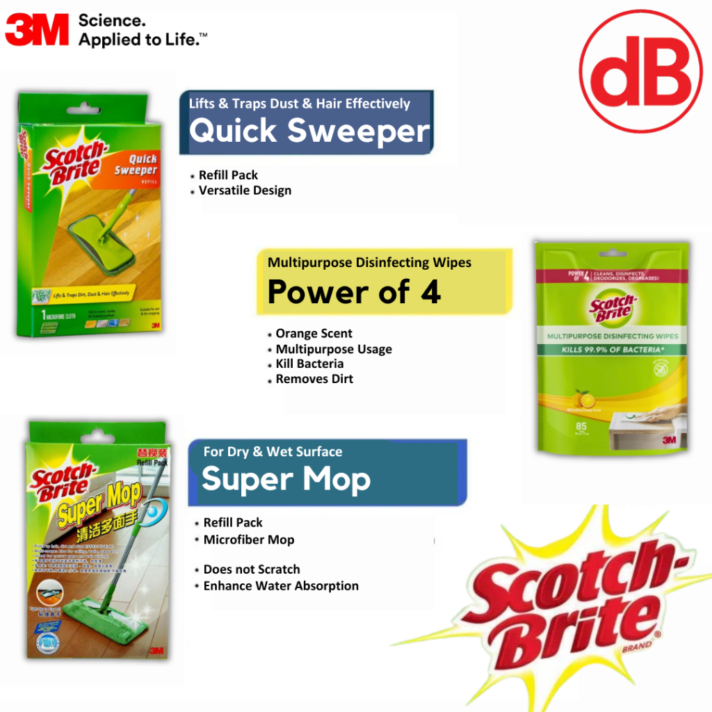 (Offer Starting From RM17) 3M Scotch-Brite Super Mop Refill Pack / Quick Sweeper Refill Pack ...