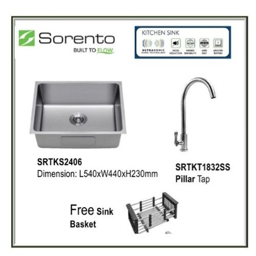 Sorento SRTKS2406 SUS304 Sinle Bowl Sink + SRTKT1832SS SUS304 Pillar Mounted Tap | Shopee Malaysia