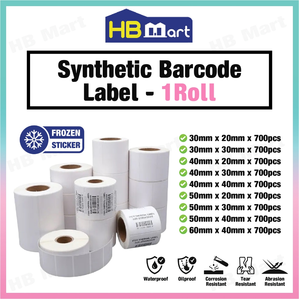 20 Size Waterproof Synthetic Barcode Label Stickers Kalis Air High ...