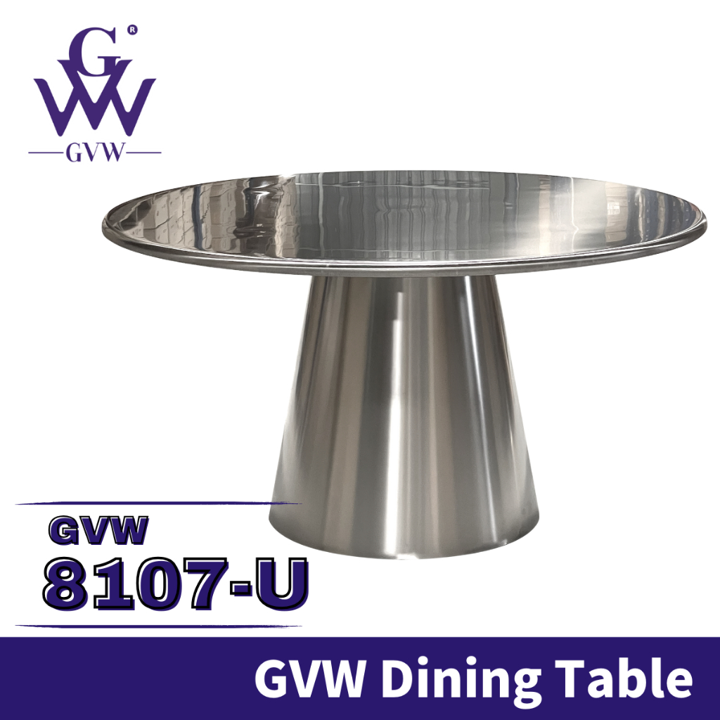 GVW Dining Table Stainless Steel Foldable Round Table Meja Lipat Bulat ...