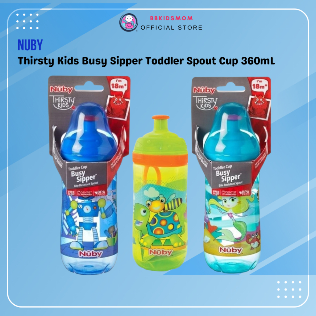 Botol Air Nuby Thirsty Kids Busy Sipper Toddler Spout Cup 18m+ 12oz ...
