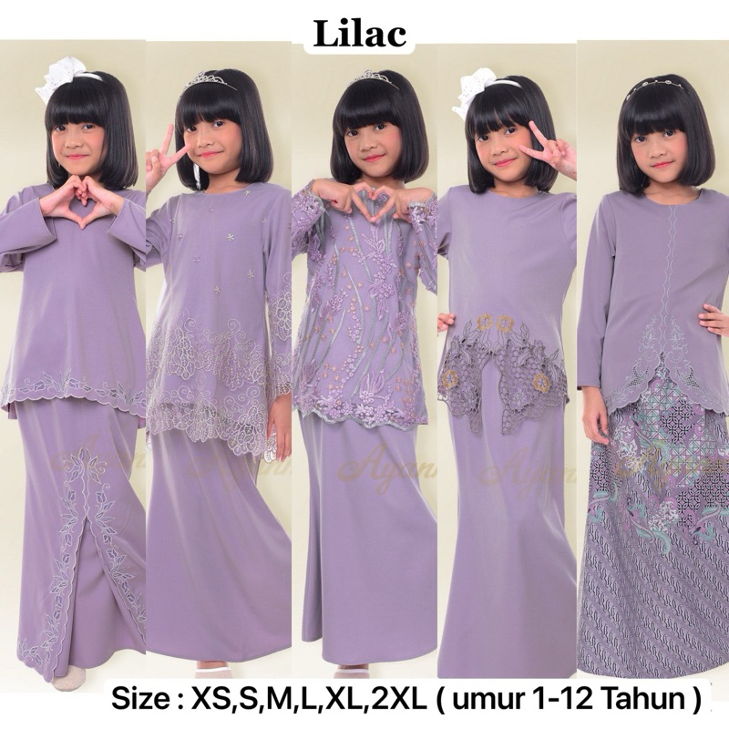 🔥(KIDS 1-12 TAHUN) TEMA BAJU KURUNG LILAC / LAVENDER / SOFT DUSTY ...