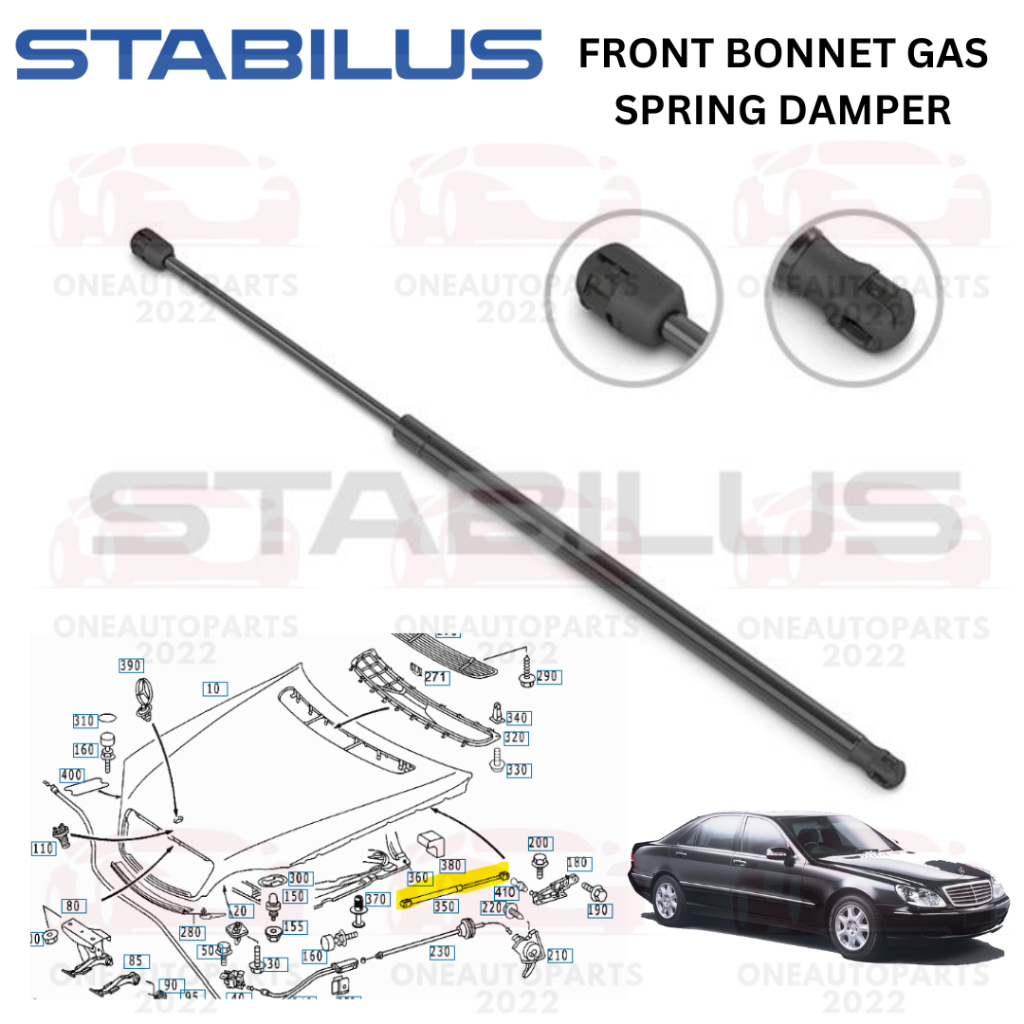 STABILUS GERMANY FRONT BONNET GAS SPRING MERCEDES BENZ W220 S280 S320 ...