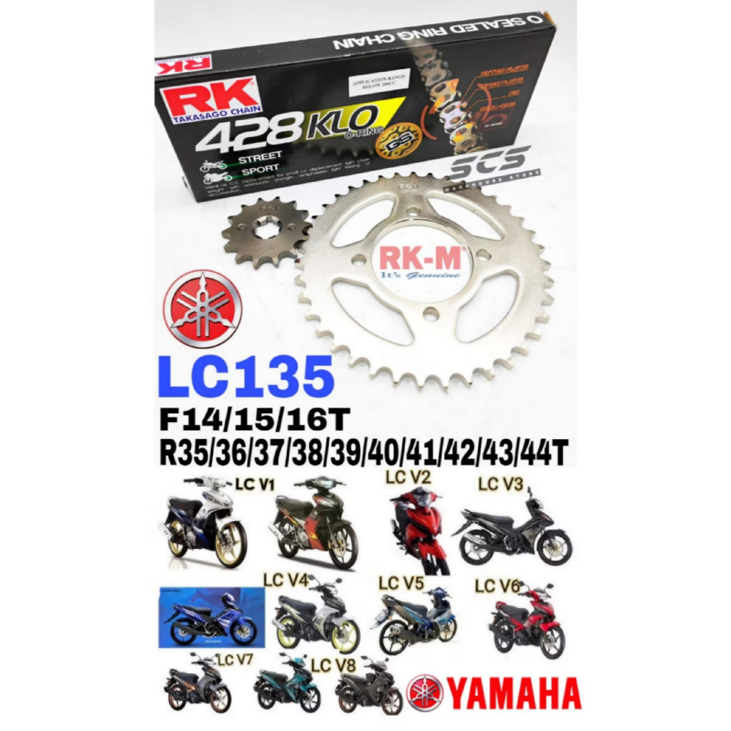 RKM Sprocket Set Yamaha LC135 V1 - V8 Rantai RK 428 KLO O-Ring Chain ...