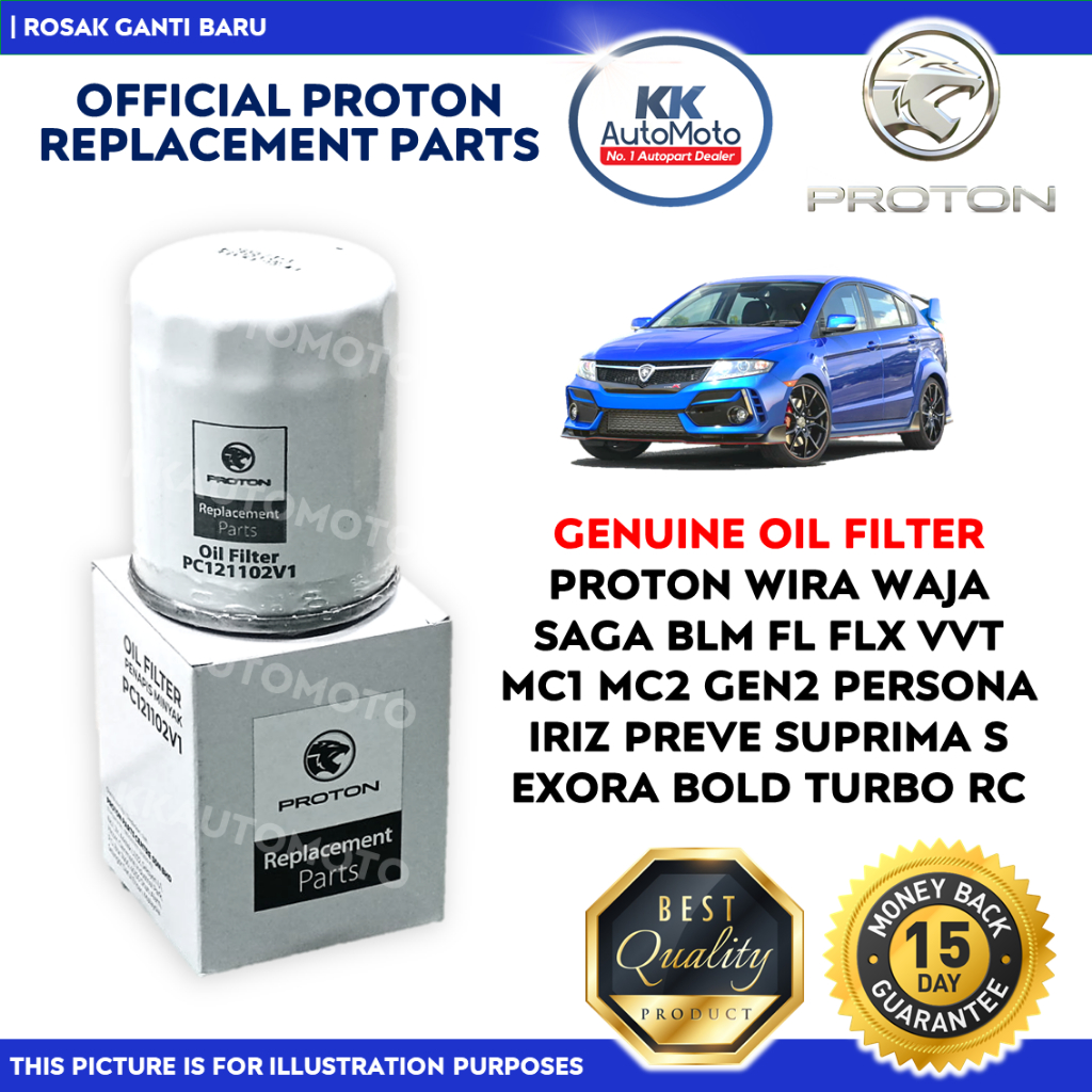 PC121102V Proton Genuine Oil Filter Putih | Saga BLM FL FLX Persona ...