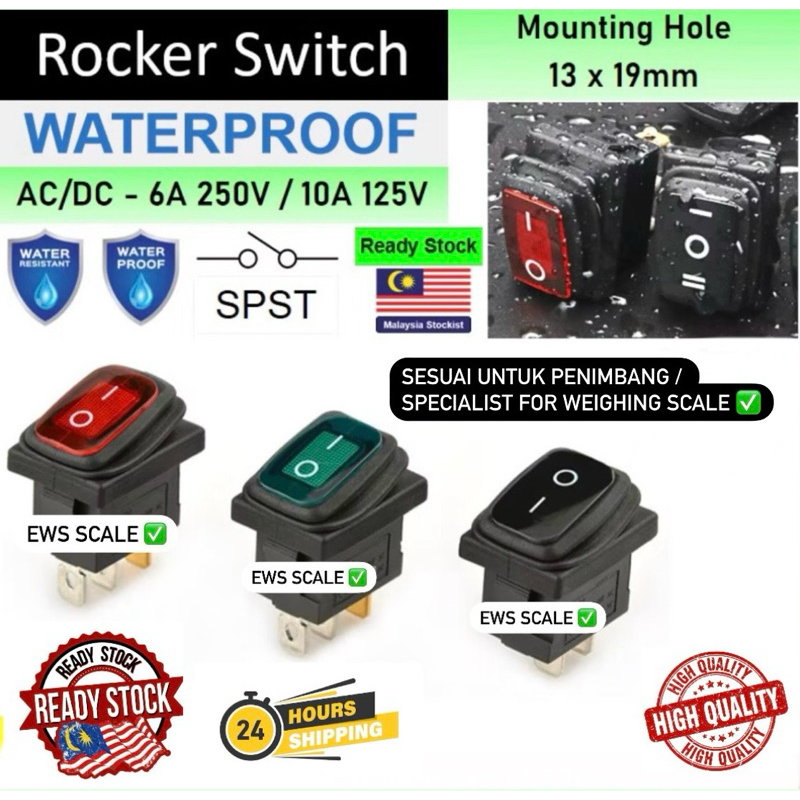 [AC DC] Waterproof 2 Pin / (5 PCS /UNIT) Rocker Switch, Suis Rocker, AC ...