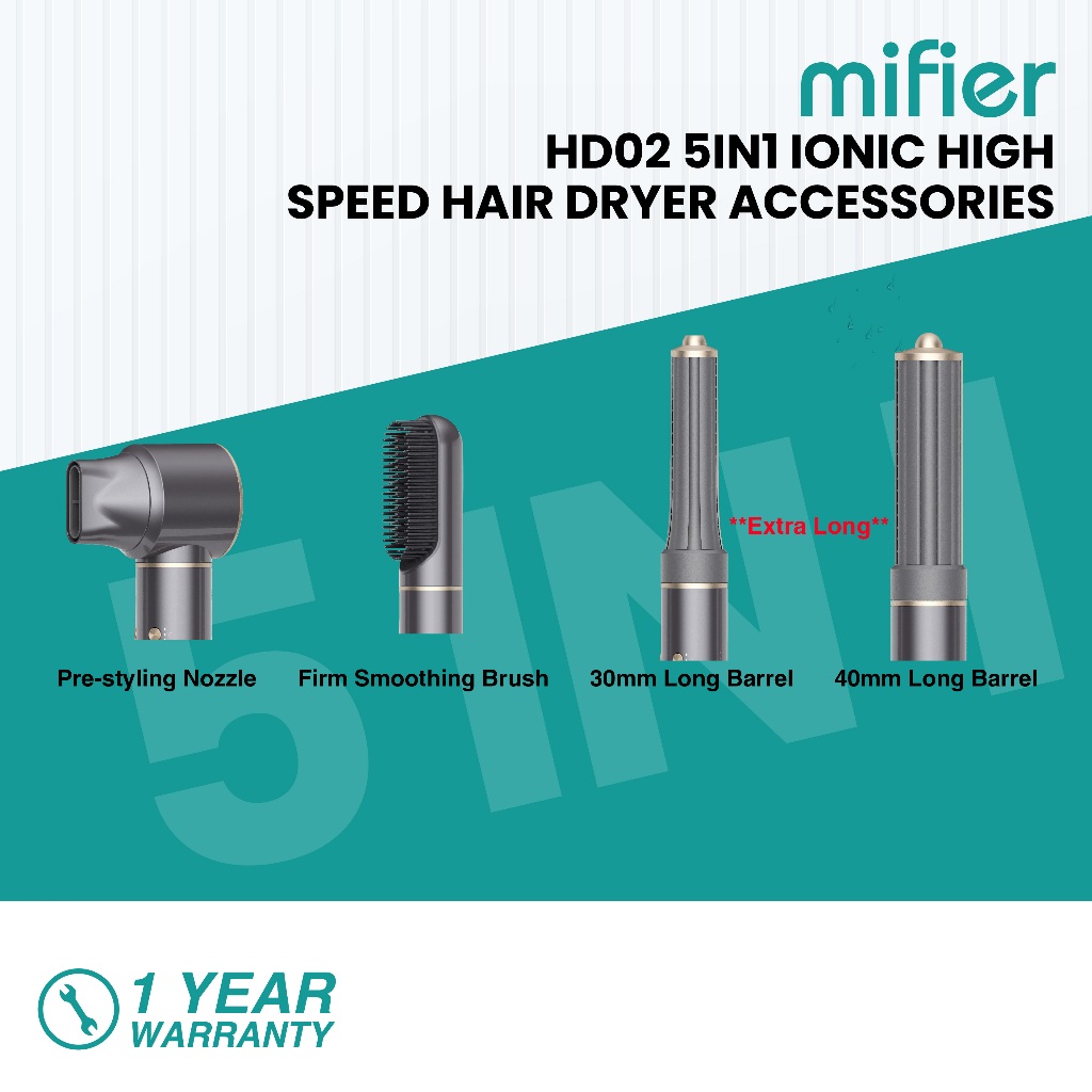 Mifier HD02 5 in 1 Accessories Hair Dryer Styling Tools Curlers Blow ...