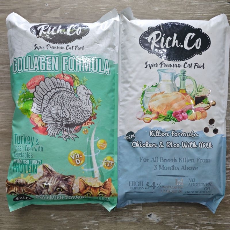 2 x 8kg Rich Co Super Premium Collagen & Kitten Cat Food ( ship in box ...