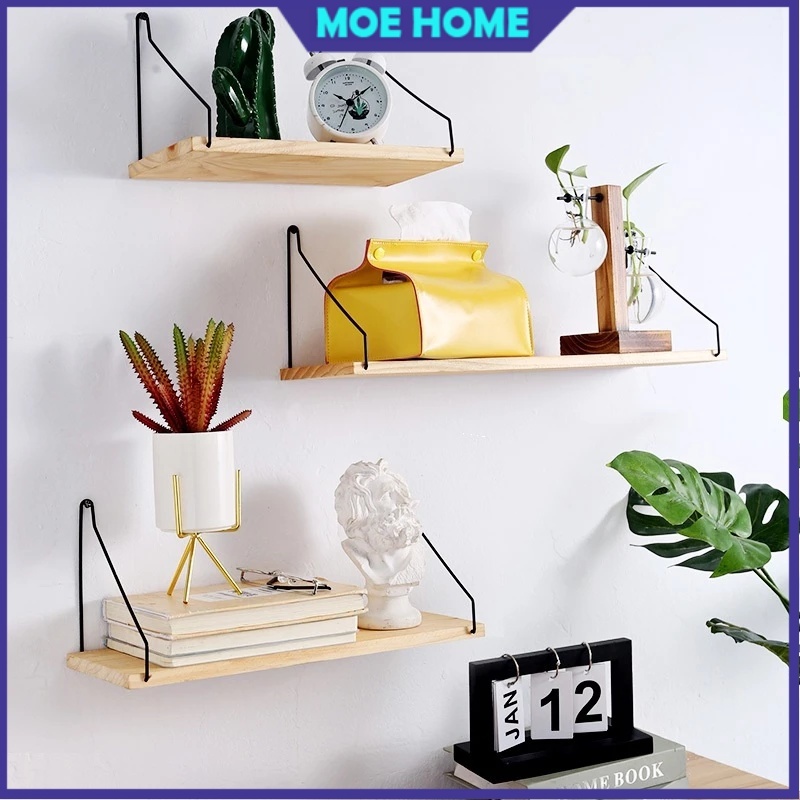 Hanging Wall Shelves Rope Swing Wooden Rack Floating Wall Platform ...
