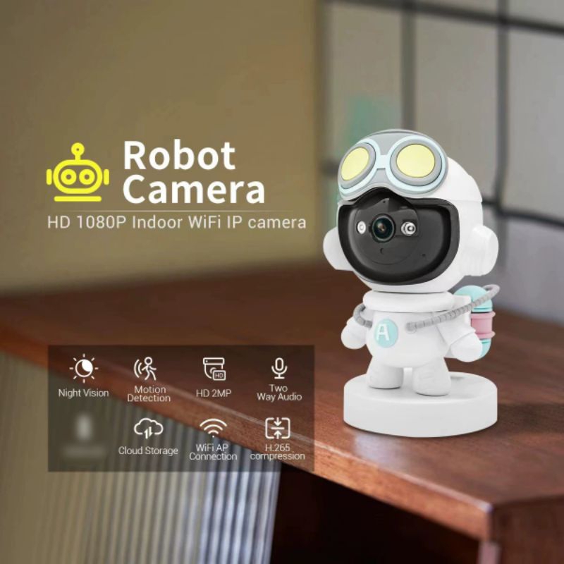 Robot Camera WiFi CCTV Indoor | 1080P Night Vision | Two-way Audio ...