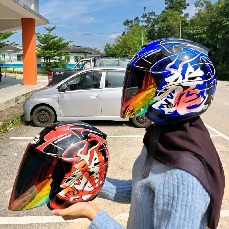 ARC RITZ YF DRAGON HELMET OPENFACE (BLUE & RED) | Shopee Malaysia