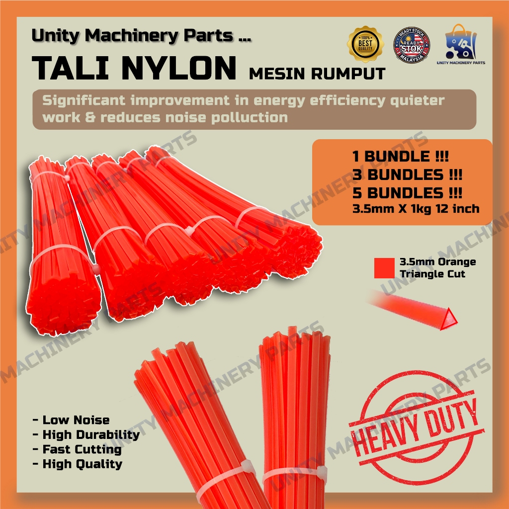 Trimmer Line Mata Mesin Rumput Tali Piring Tiga Segi +3.5mm x 1/3/5 ...