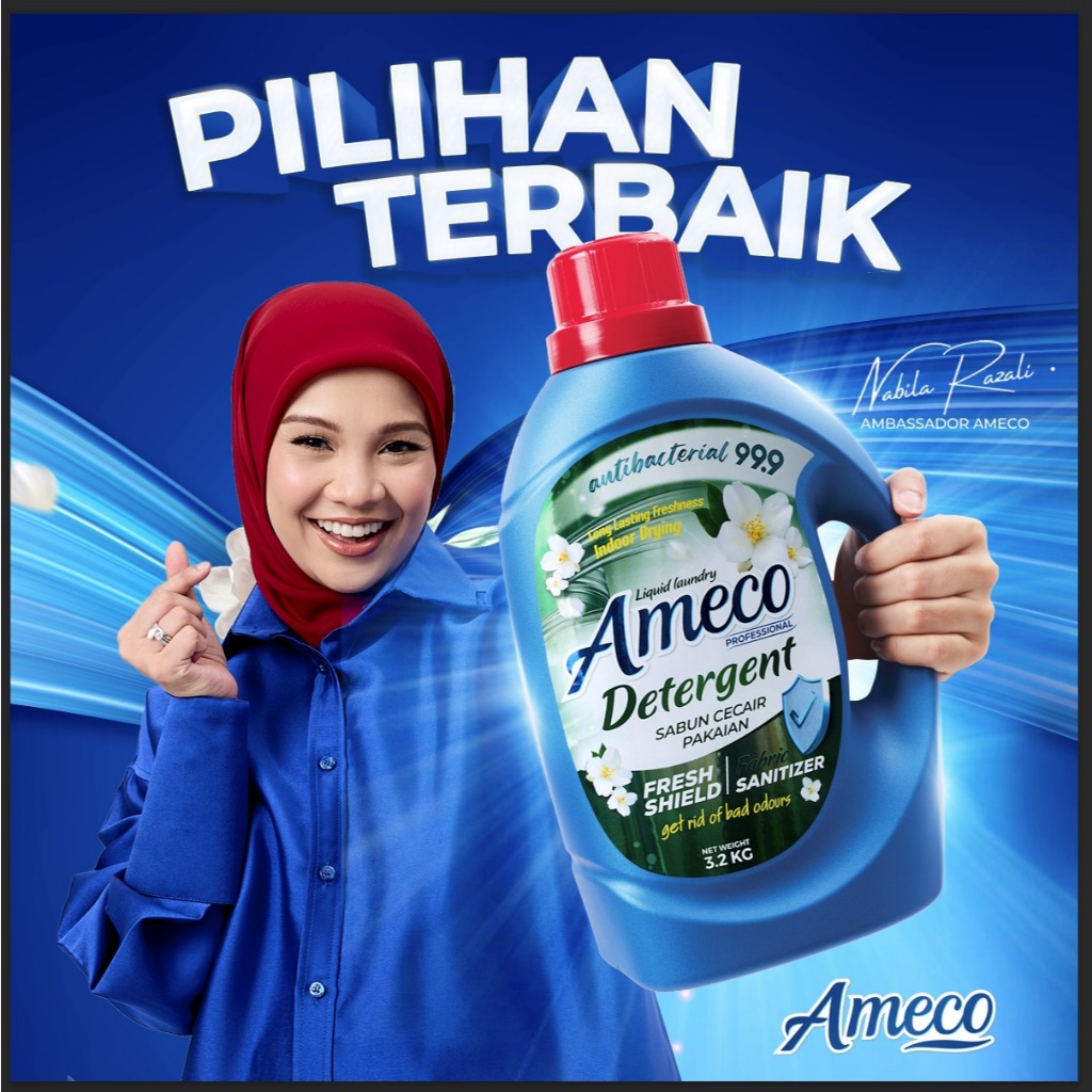Ameco Perfume Laundry Detergent 3.2kg Fresh Shield Sanitizer Cleaser ...