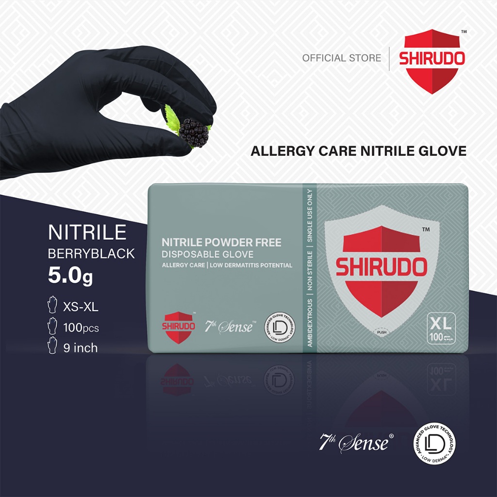 Shirudo 7th Sense BerryBlack Nitrile Disposable Glove, LD Technology ...