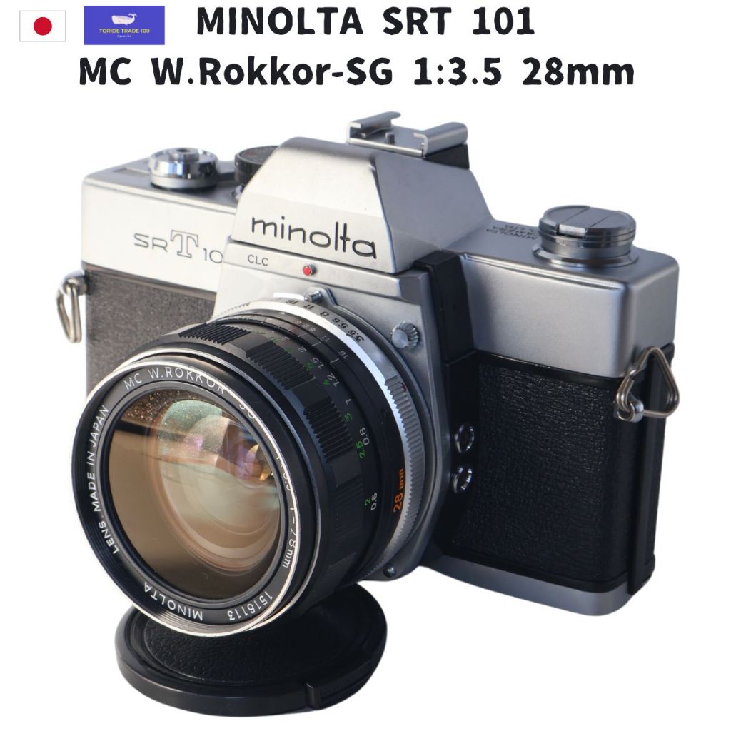 MINOLTA SRT 101 Silver 35mm Film camera + MC Rokkor-SG 1:3.5 28mm MF ...