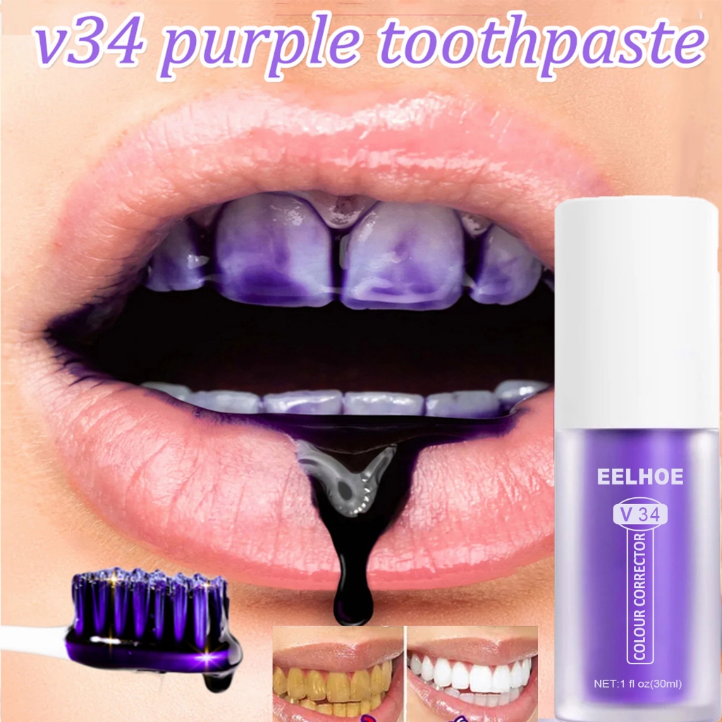 Tooth Whitening Toothpaste Purple Tooth Mousse Teeth Stain Removal ...