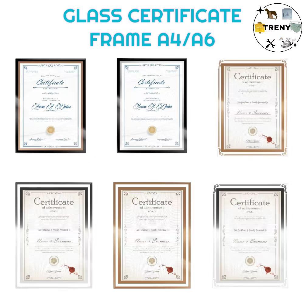 TRENY Glass A4 Certificate or Photo Poster Wall Hanging Frame 6R A4 ...